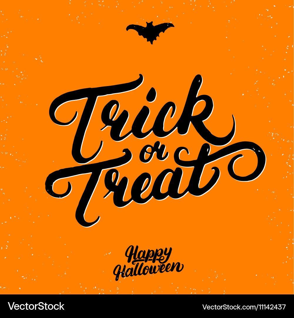 Trick or treat hand written lettering Royalty Free Vector