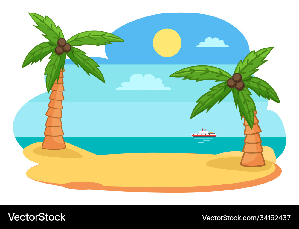 Tropical exotic view with island shore or beach Vector Image