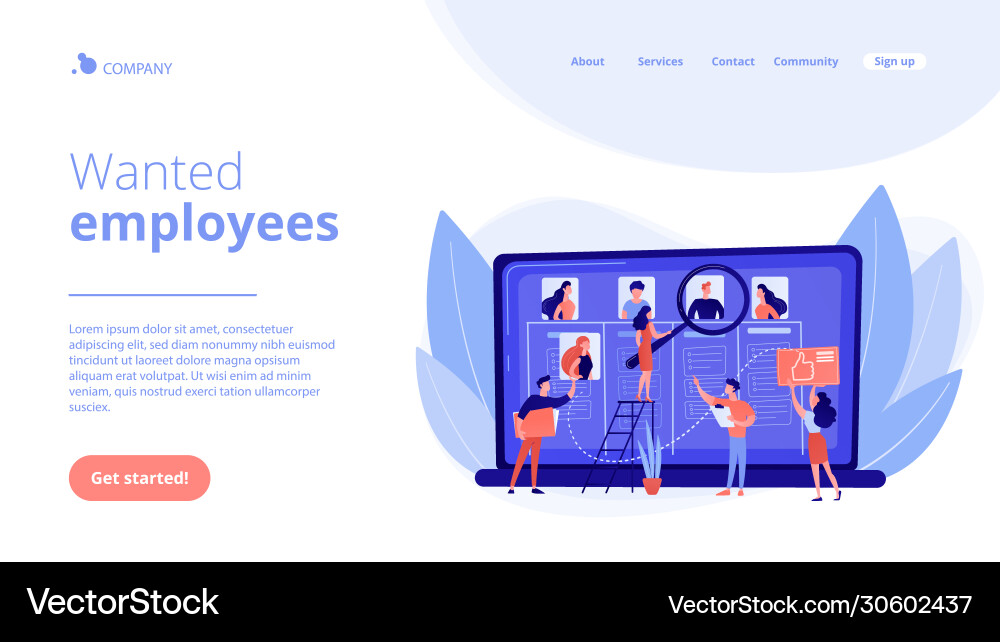 Wanted employees concept landing page Royalty Free Vector