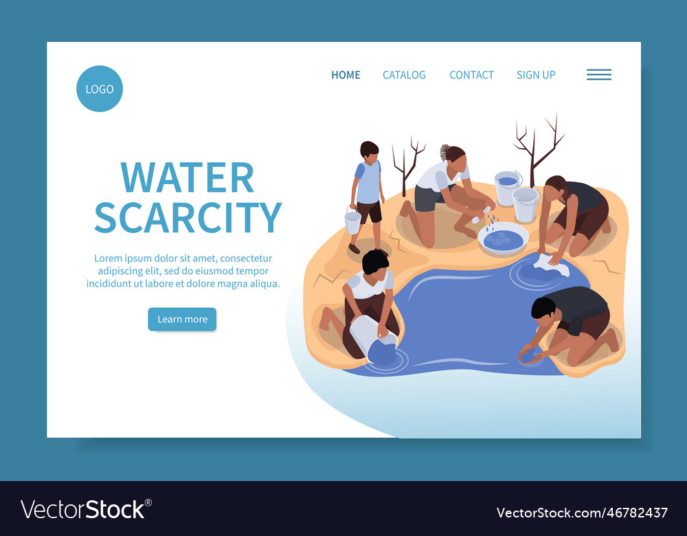Water scarcity isometric web site Royalty Free Vector Image