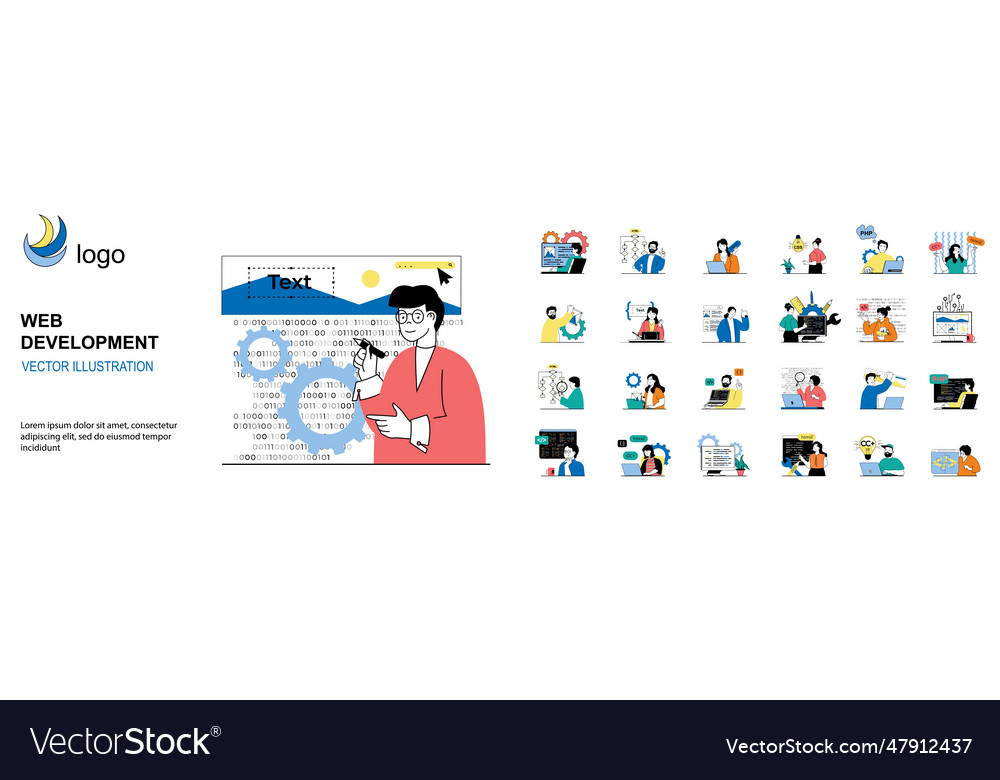 Web development concept with character situations Vector Image