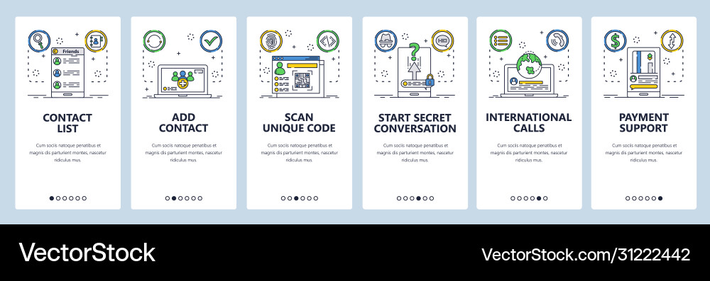 Contacts website and mobile app onboarding screens
