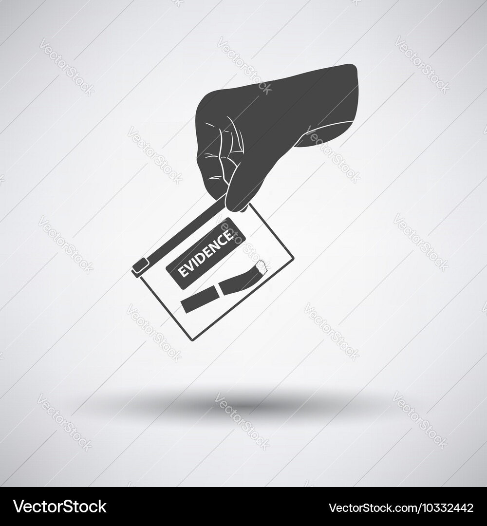 Hand holding evidence pocket icon Royalty Free Vector Image