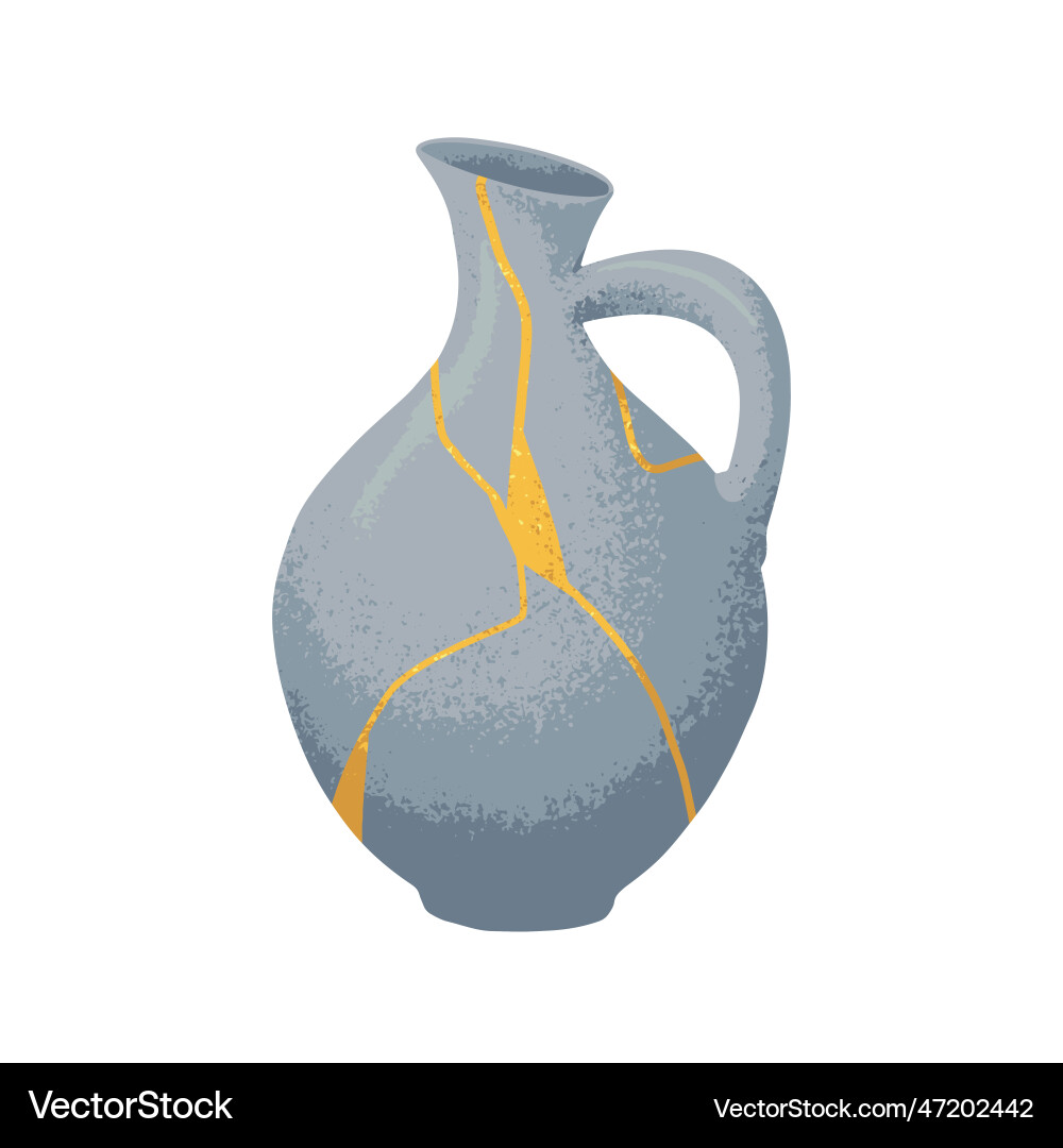 Jug kintsugi ceramic style chinese oriental Vector Image