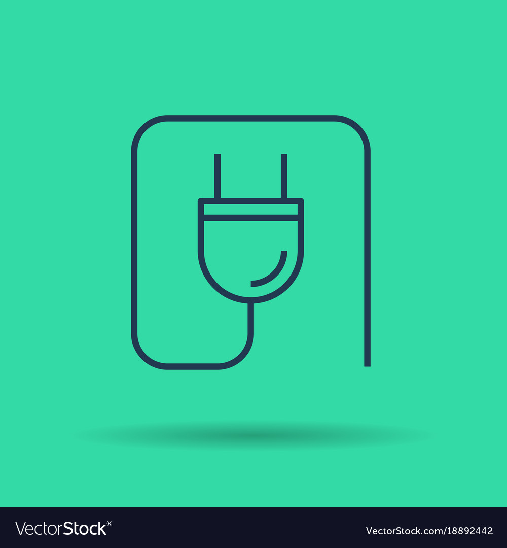 Linear icon of electric socket with wire Vector Image