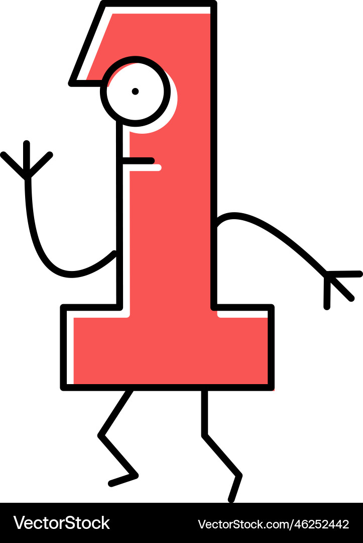 One number character color icon Royalty Free Vector Image