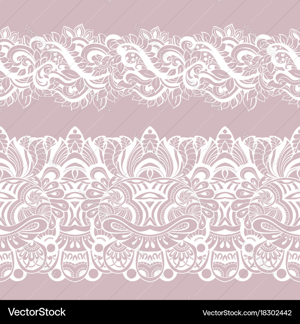 Set white laces seamless pattern border Royalty Free Vector