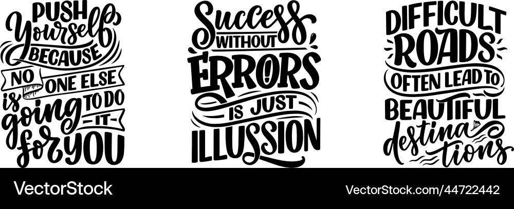 Set with hand drawn motivation lettering quotes Vector Image