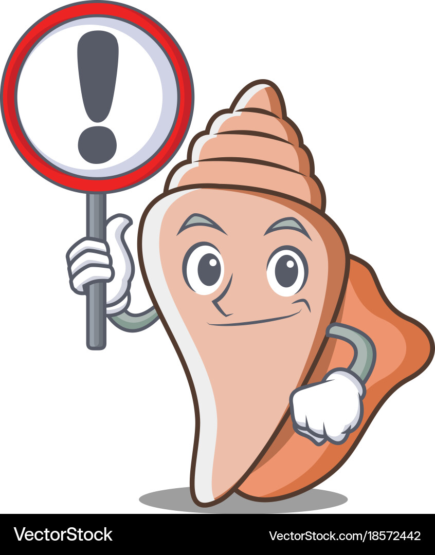 With sign cute shell character cartoon Royalty Free Vector