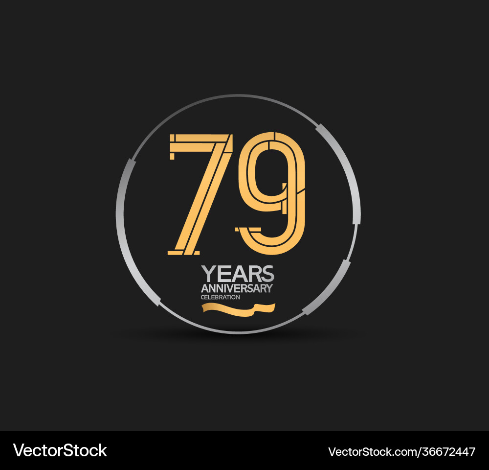 79 years golden anniversary logotype Royalty Free Vector