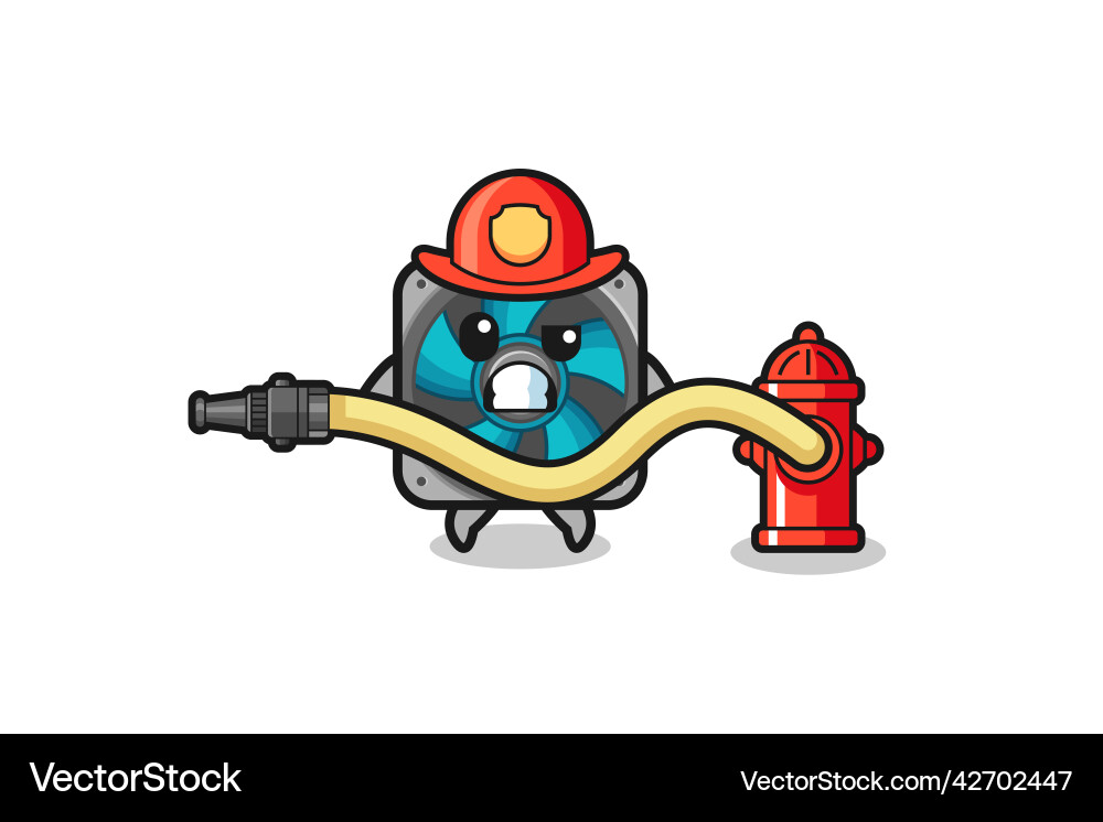 Computer fan cartoon as firefighter mascot Vector Image