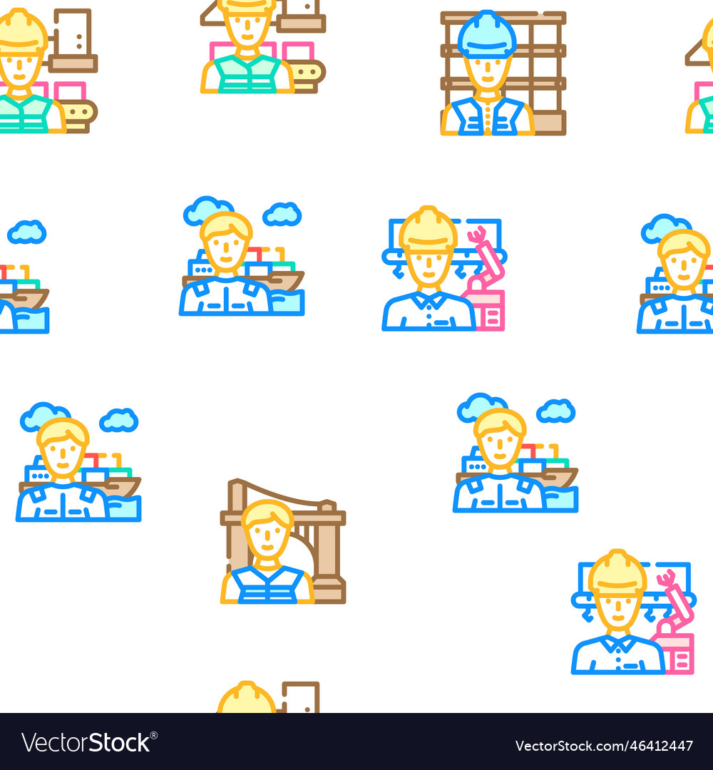 Engineer worker man construction seamless Vector Image