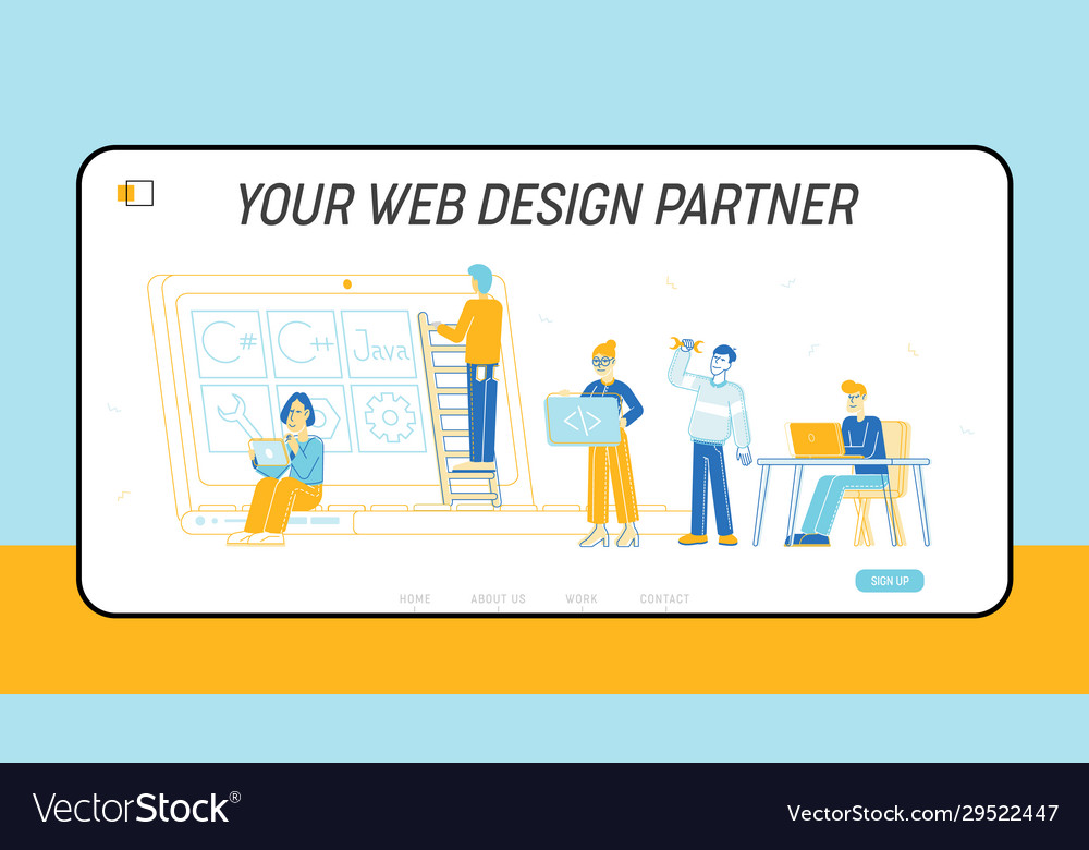 Front end development website landing page Vector Image