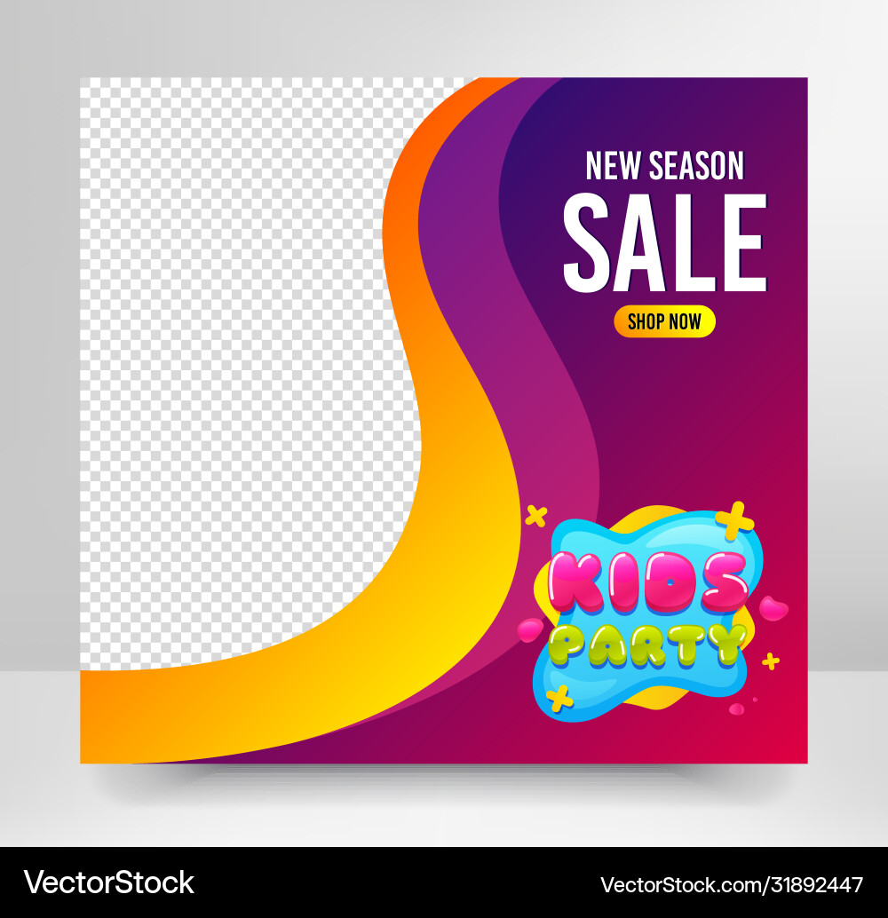 Kids party icon fun playing zone banner Royalty Free Vector