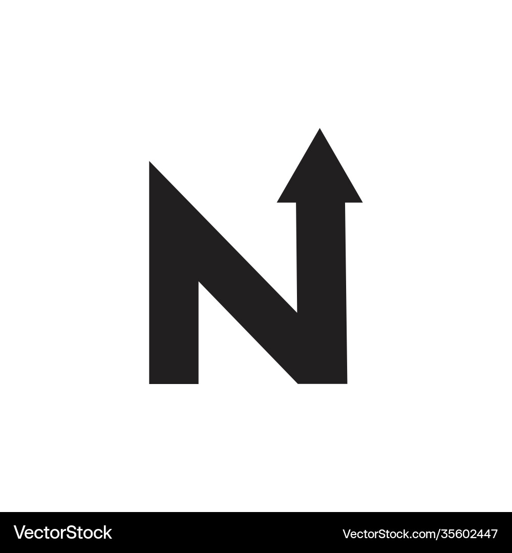 Letter n simple geometric arrow up logo Royalty Free Vector