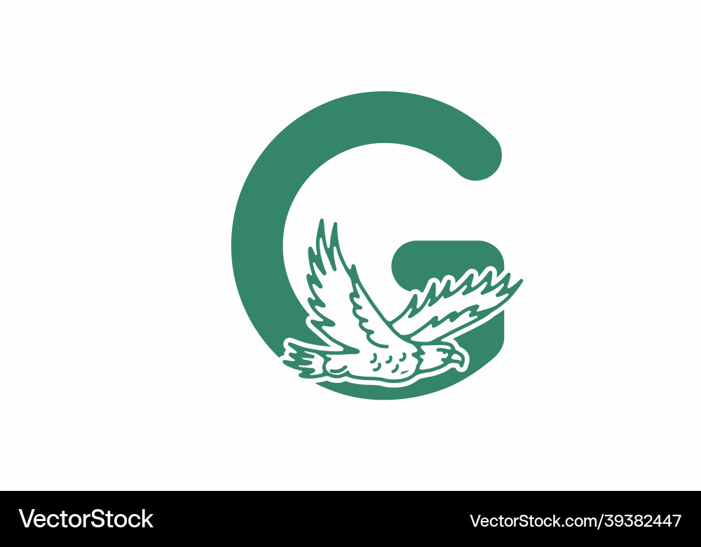 Line art of flying eagle with g initial letter Vector Image