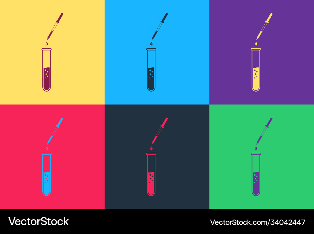 Pop art laboratory pipette with liquid and falling
