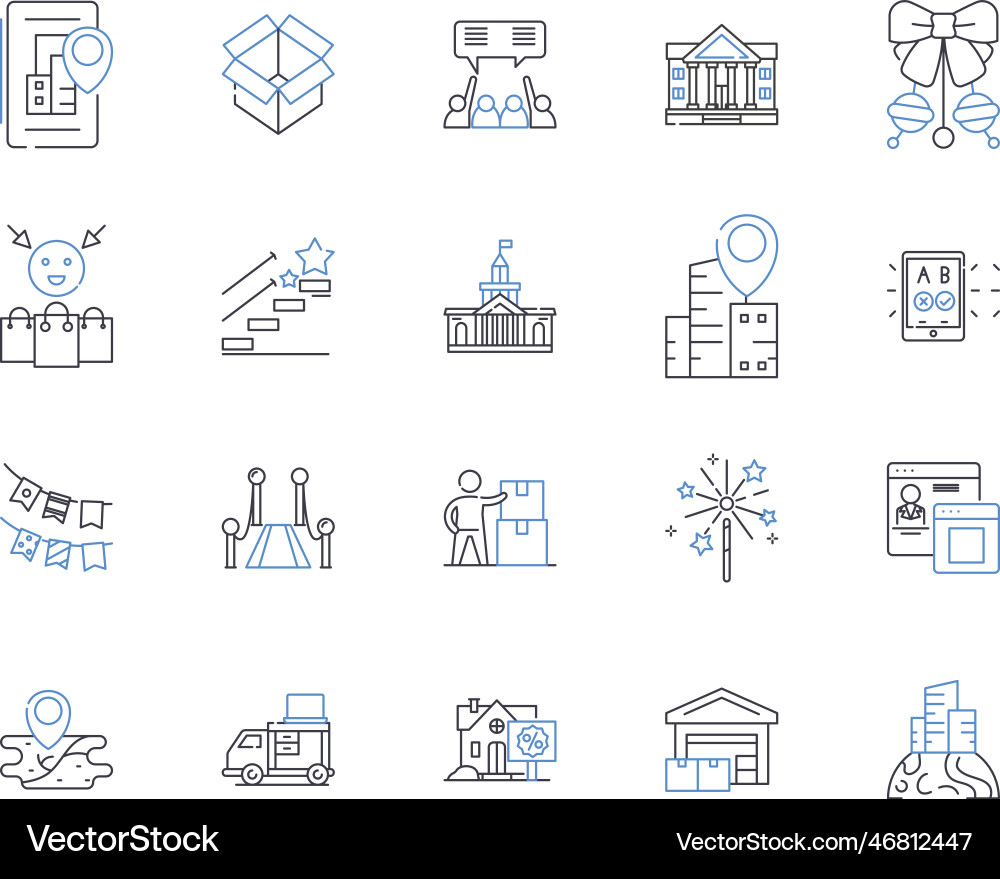 Transit hub line icons collection transportation Vector Image