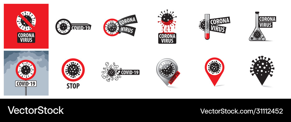 A set coronavirus signs Royalty Free Vector Image
