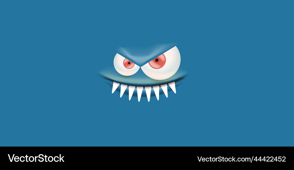 Angry blue monster face with open mouth Royalty Free Vector