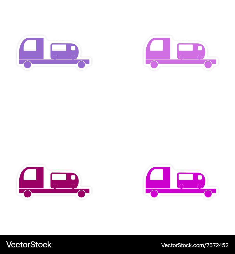 Assembly realistic sticker design on paper car bus