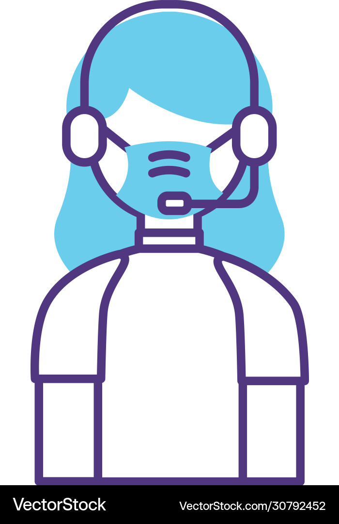 Call center female worker line style icon Vector Image