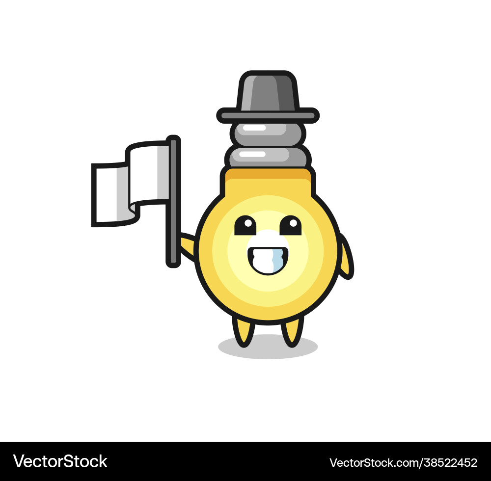 Cartoon character light bulb holding a flag Vector Image