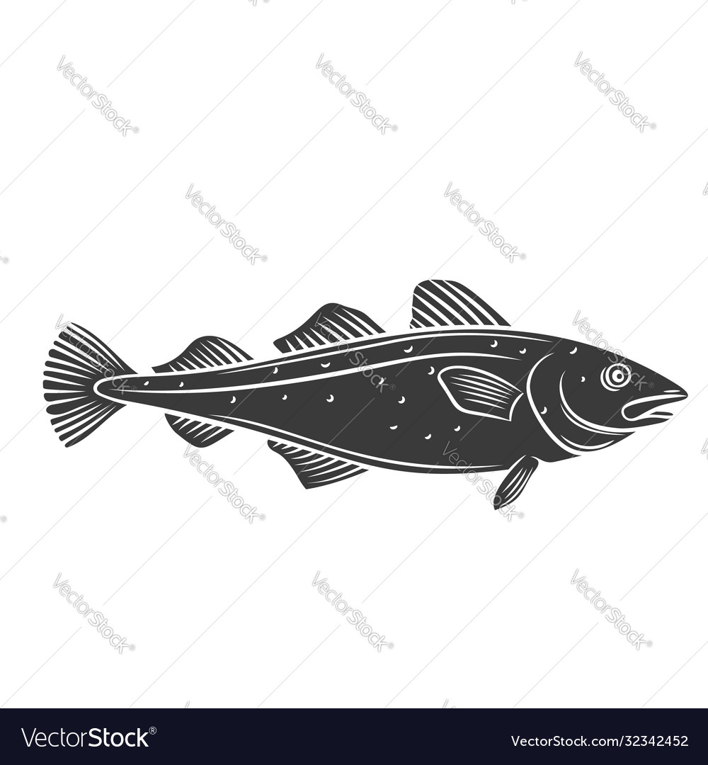 Codfish glyph icon Royalty Free Vector Image - VectorStock