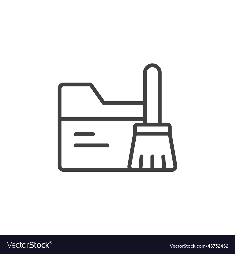 Data cleaning line icon database and brush linear Vector Image