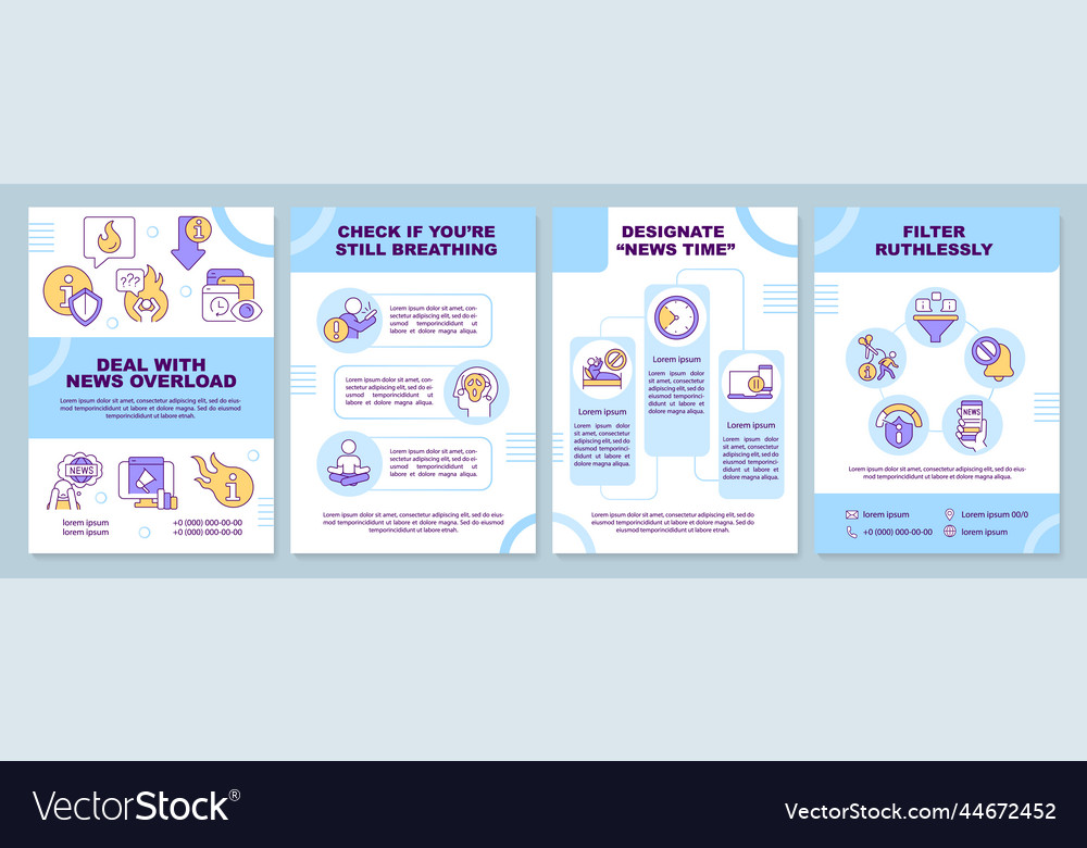 Deal with news overload brochure template Vector Image