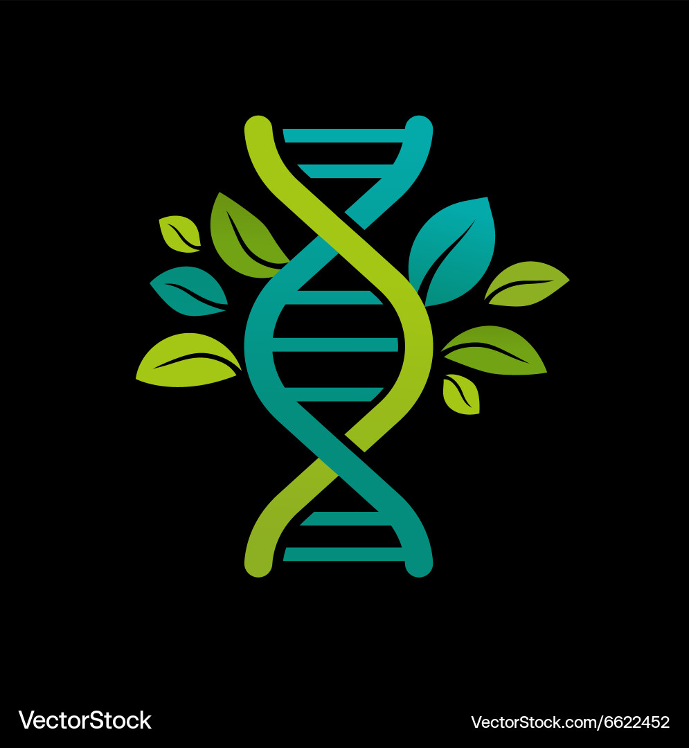 DNA genetic icon - tree with green leaves Vector Image