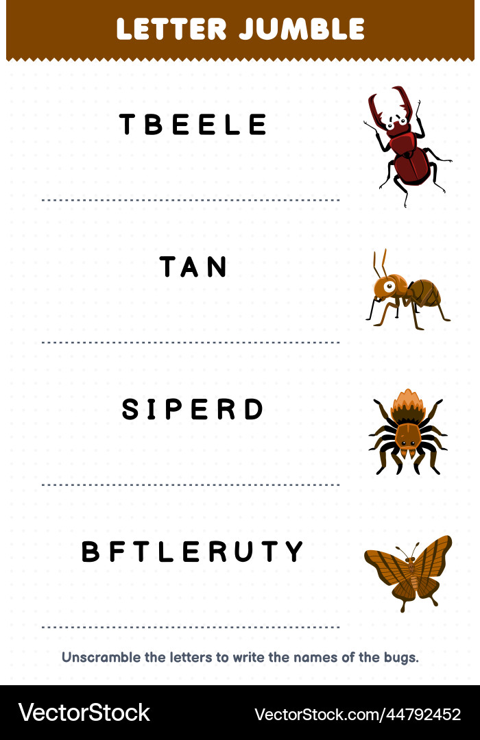 Education game for children letter jumble write Vector Image