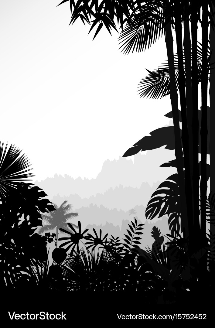 Forest landscape of tropical background Royalty Free Vector