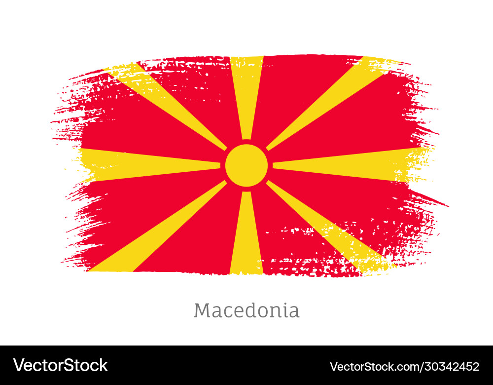 Macedonia official flag in shape brush stroke Vector Image