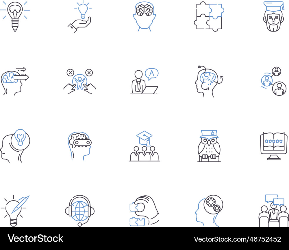 Mindset outline icons collection mental attitude Vector Image