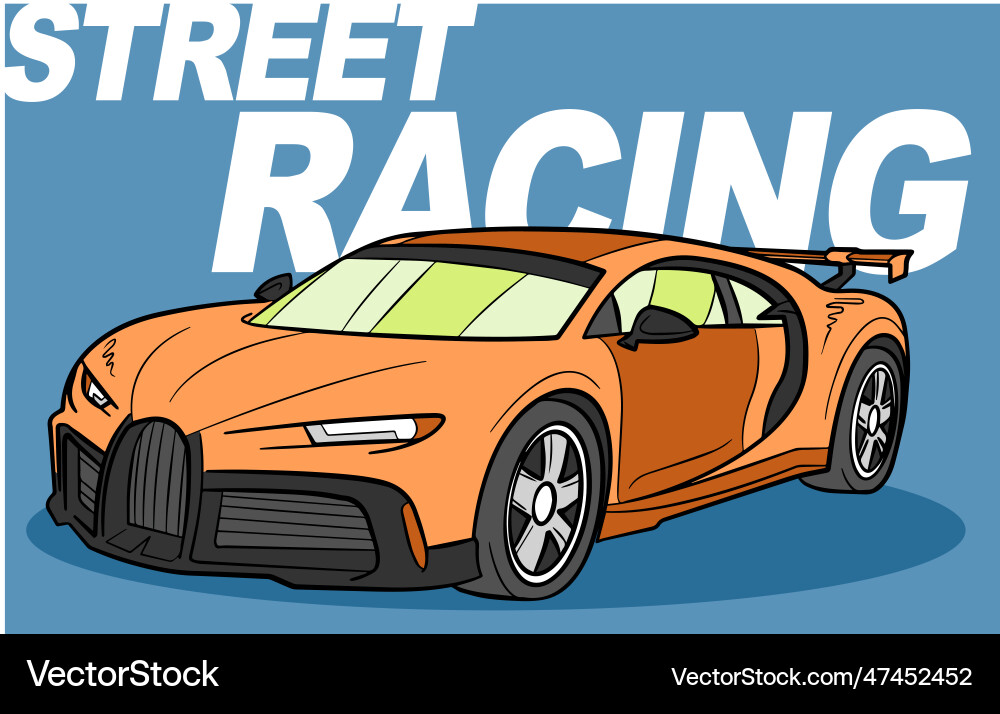 Orange street racing car Royalty Free Vector Image