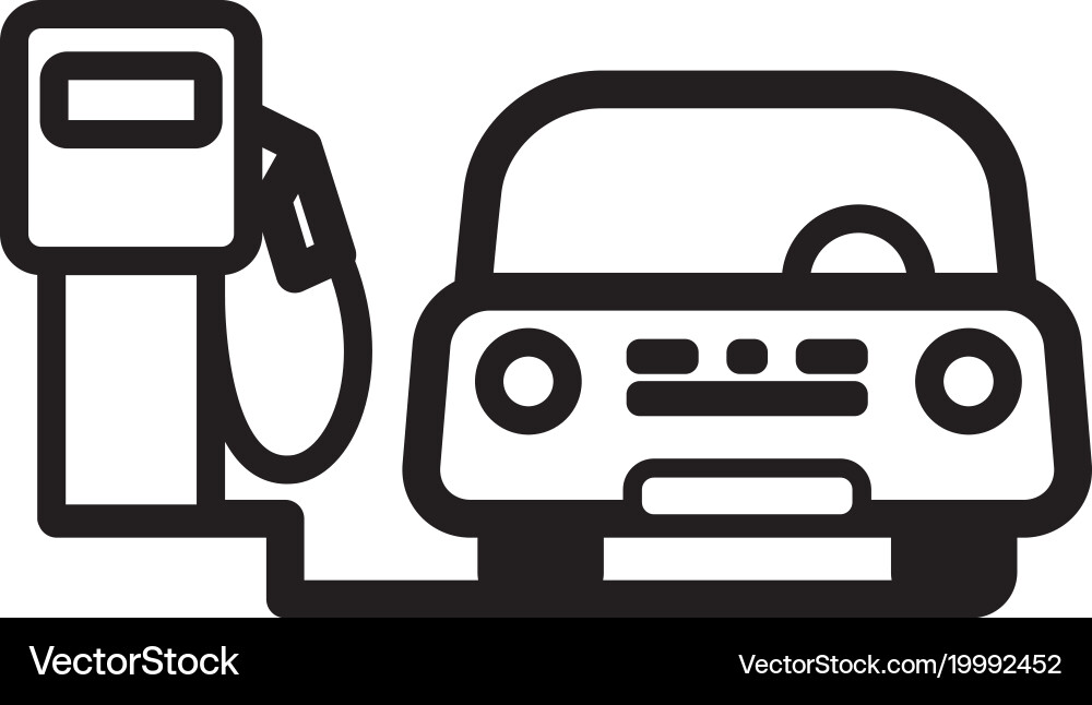 Red passenger car at gas pump Royalty Free Vector Image