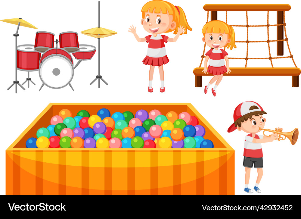 Set of children doing different activities Vector Image