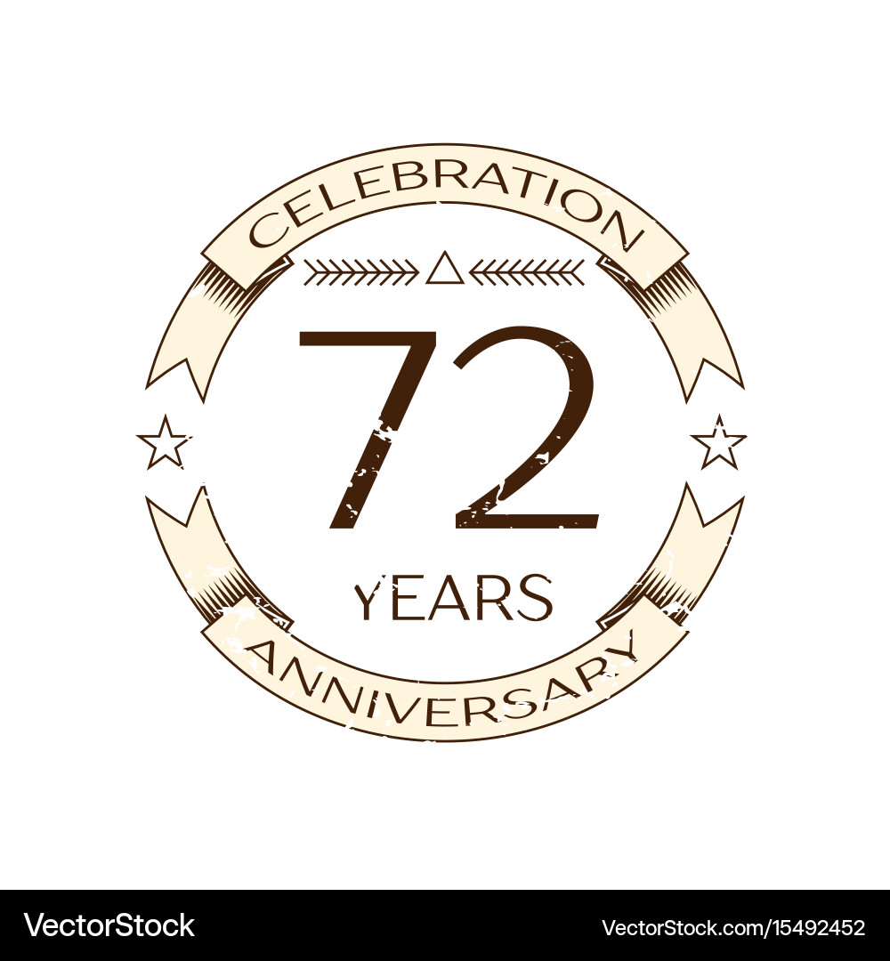 Seventy two years anniversary celebration logo Vector Image