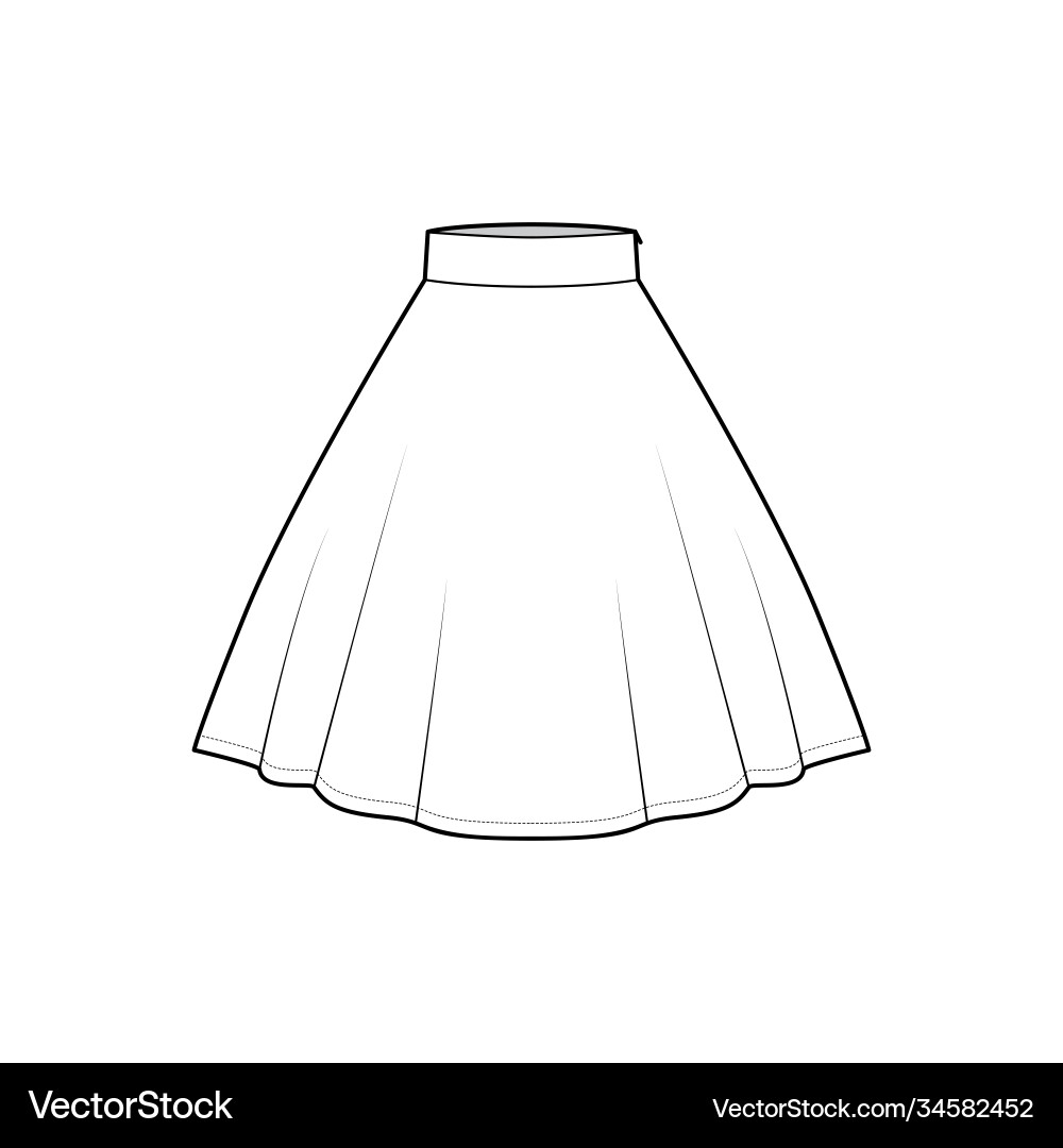 Skirt circular fullness technical fashion Vector Image