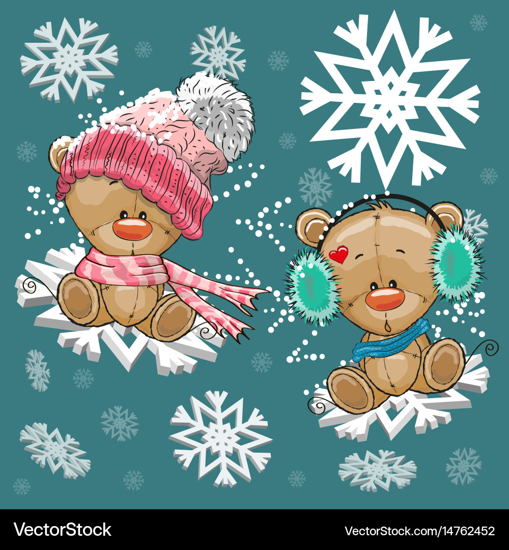 Two teddy bears Royalty Free Vector Image - VectorStock