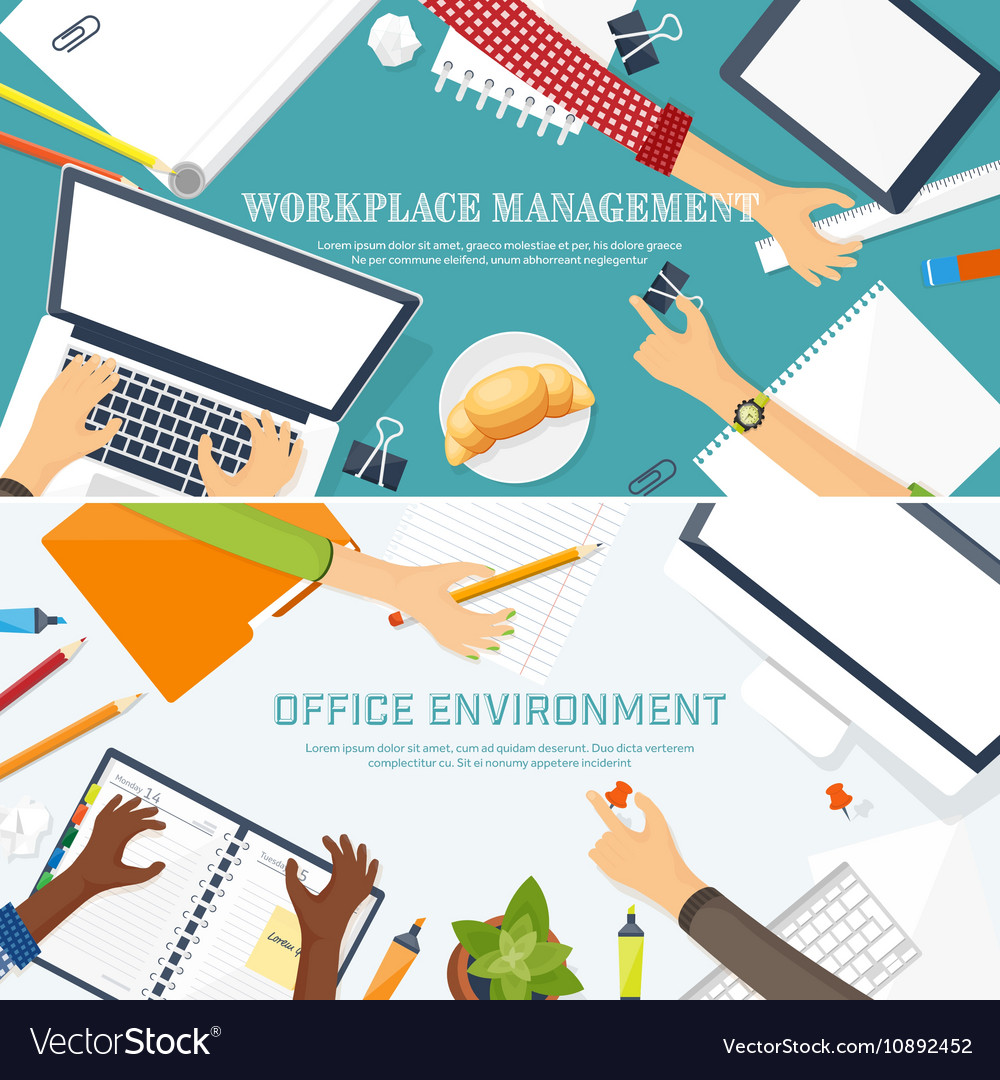 Workplace with table and computer laptop Vector Image