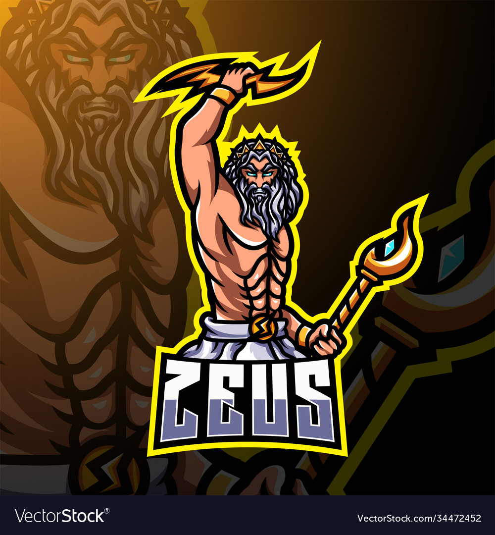 Zeus esport mascot logo design Royalty Free Vector Image Zeus esport mascot logo design Royalty Free Vector Image