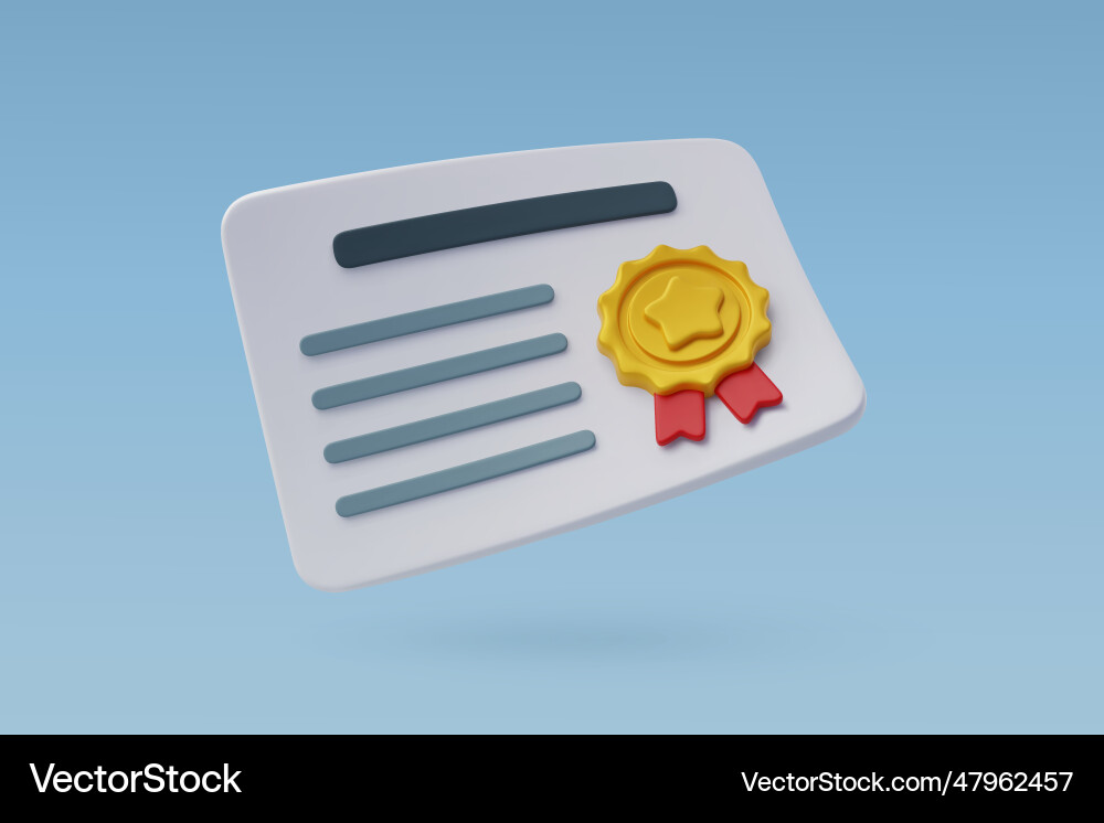 3d certificate with stamp and ribbon bow Vector Image