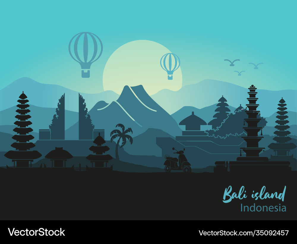 Abstract landscape indonesian island Royalty Free Vector