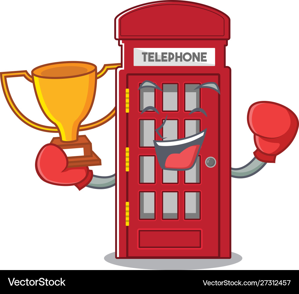 Boxing winner telephone booth isolated Royalty Free Vector