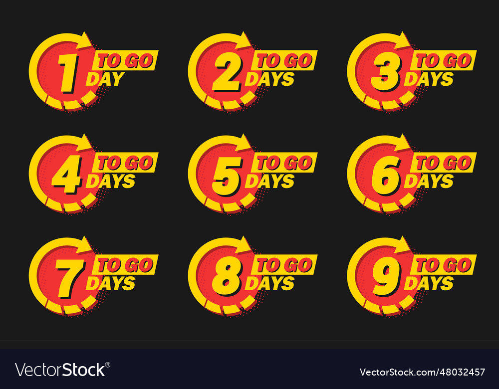 Collection Of Number Days Left Countdown Vector Image