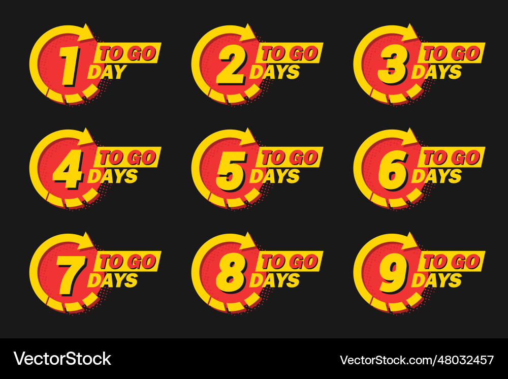 Collection of number days left countdown with Vector Image