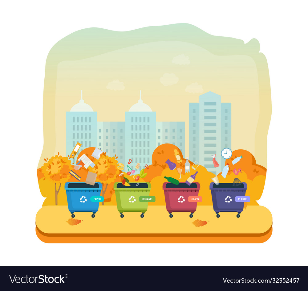 Containers for garbage different types Royalty Free Vector Containers for garbage different types Royalty Free Vector