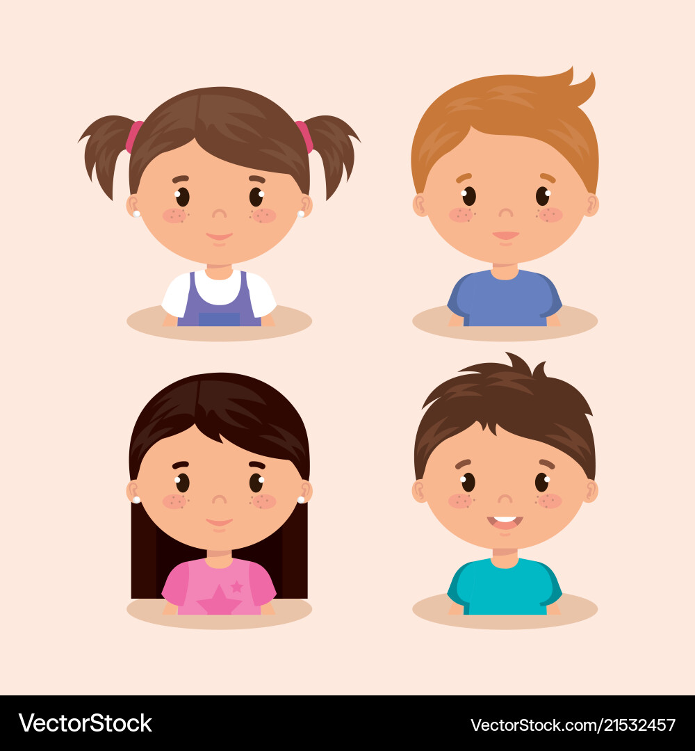 Cute and little kids group Royalty Free Vector Image